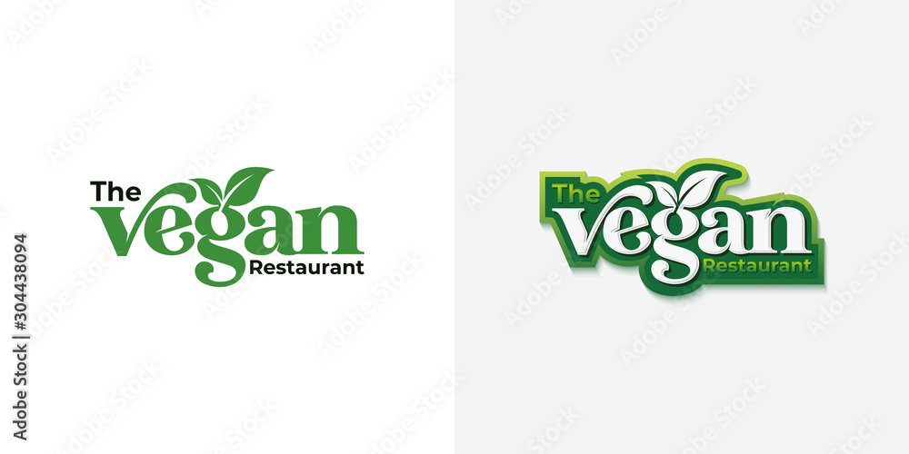vegan typography logo design template vector Stock Vector | Adobe Stock