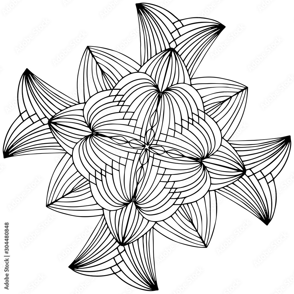 Mirror pattern, repeating lines. Star, flower or snowflake. Children ...