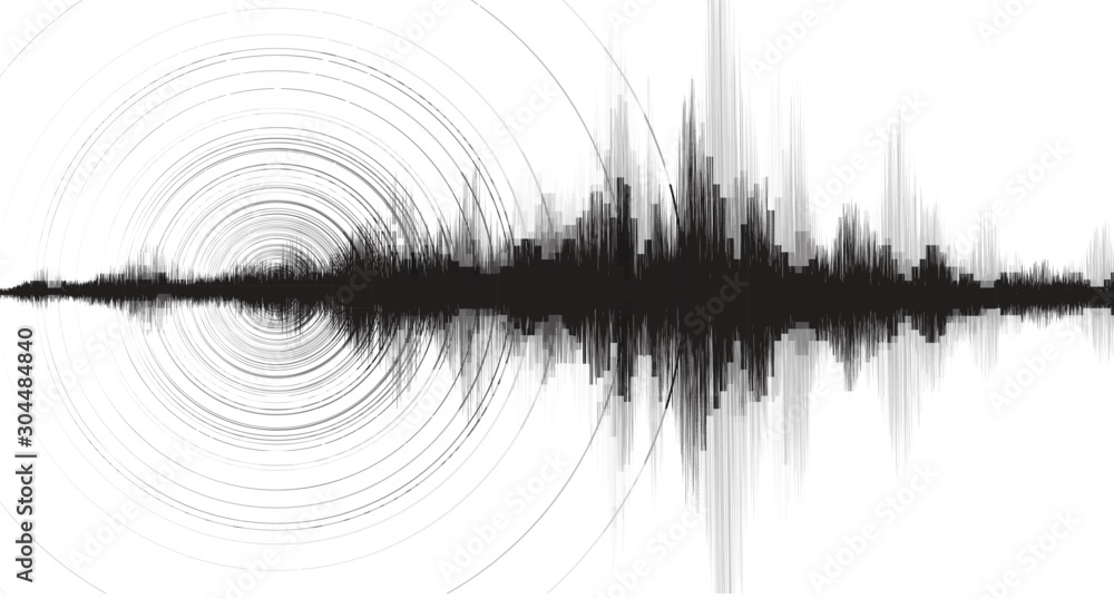 Classic Earthquake Wave Low and Hight richter scale with Circle ...