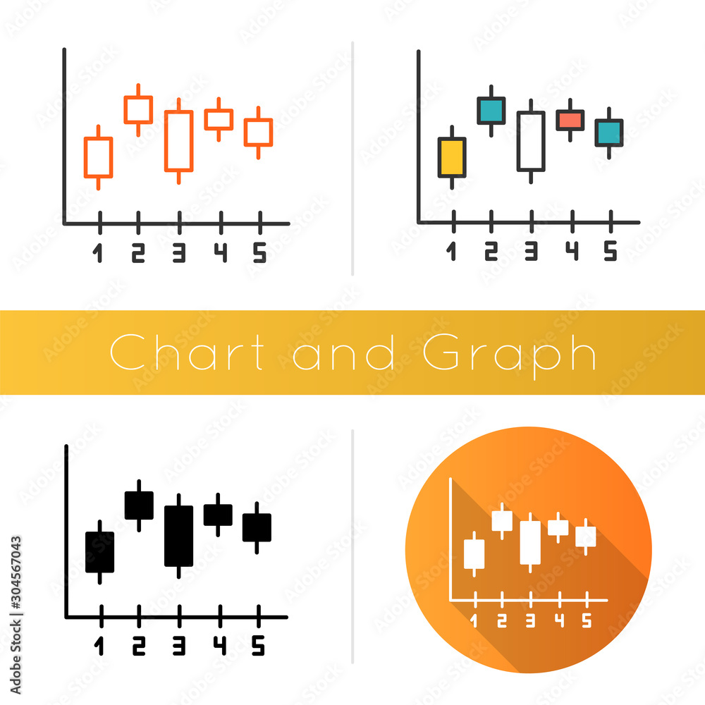 Candlestick chart icon. Box plot graph. Business diagram. Finance ...