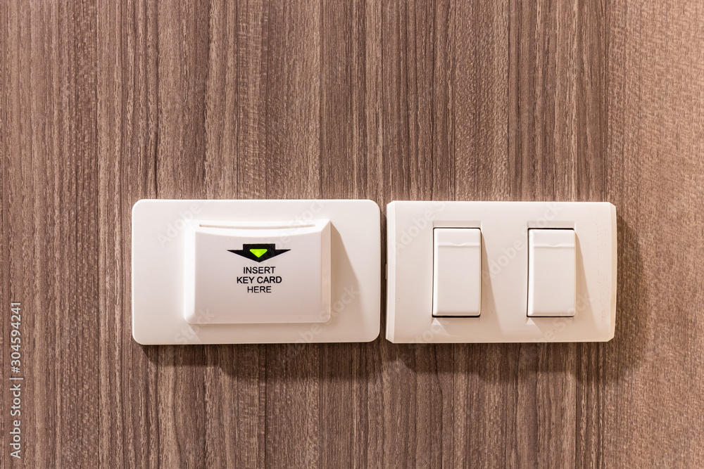 key card holder and light switches in hotel room for Control electrical ...