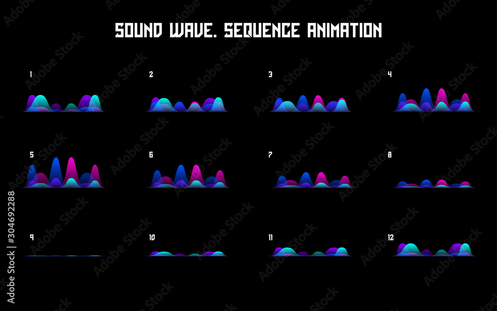 Sound wave sequence animation. Looped sprite for you motion design ...