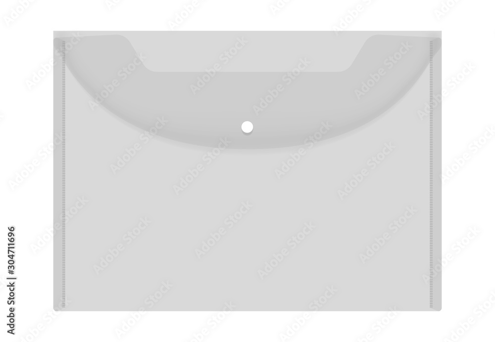 Transparent empty plastic envelope folder with snap button, realistic ...