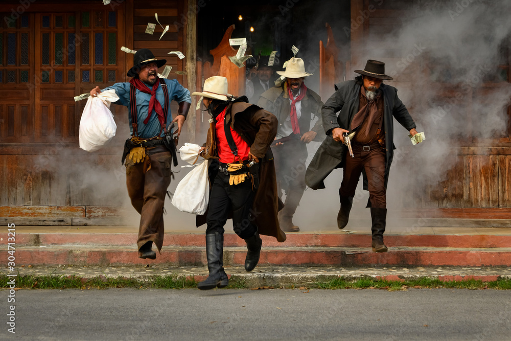 Vintage pictures of thieves robbing the bank Stock Photo | Adobe Stock