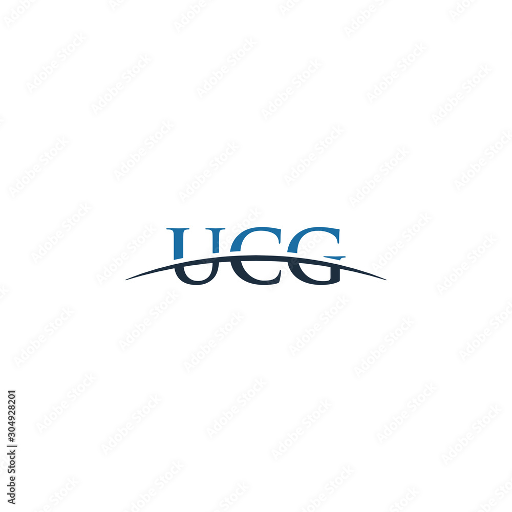 Initial letter UCG, overlapping movement swoosh horizon logo company ...