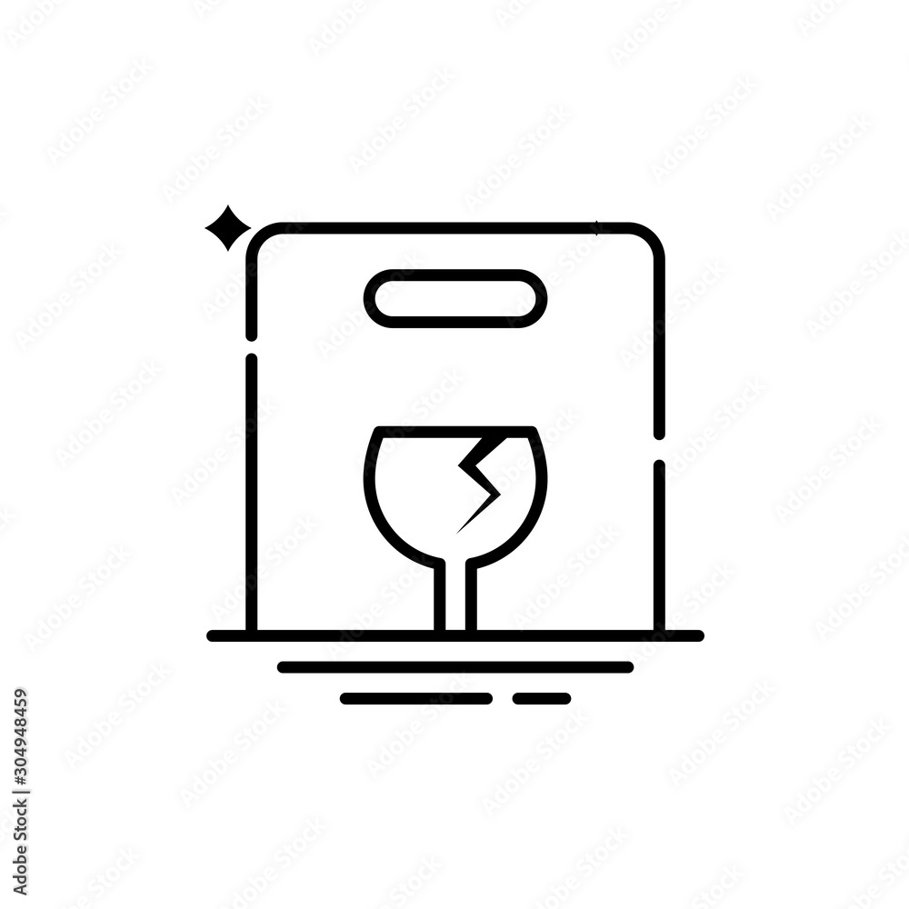 Fragile Symbol Vector Line Icon Stock Vector | Adobe Stock