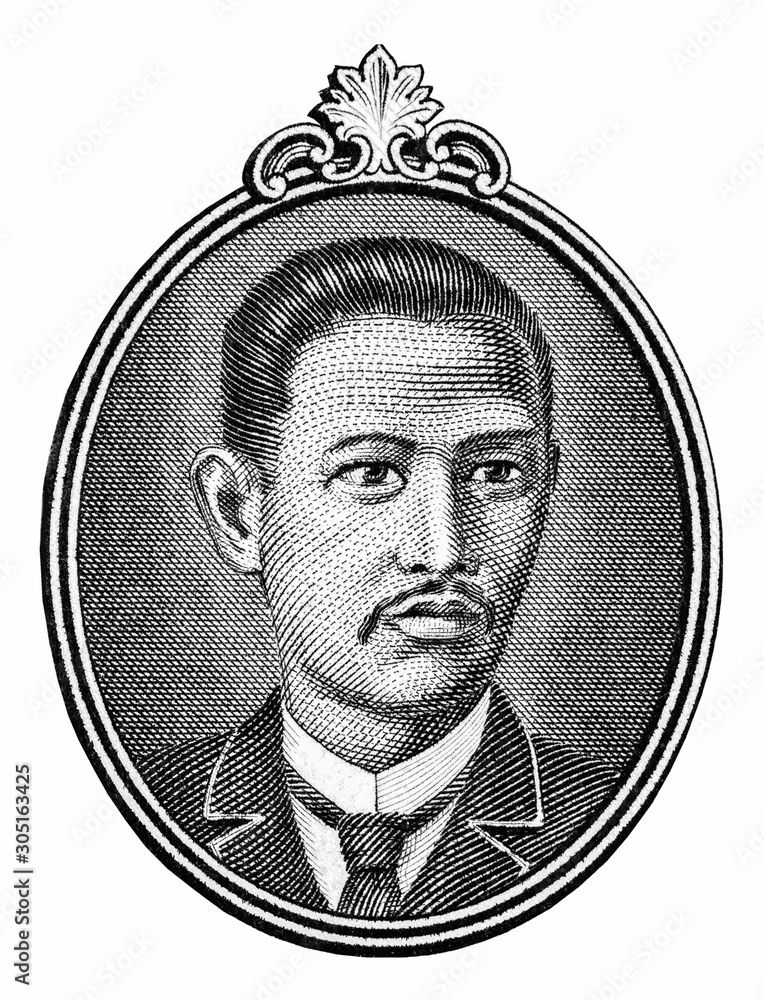 Graciano Lopez Jaena, Portrait from Philippines 5 Pesos 1949 Banknotes ...