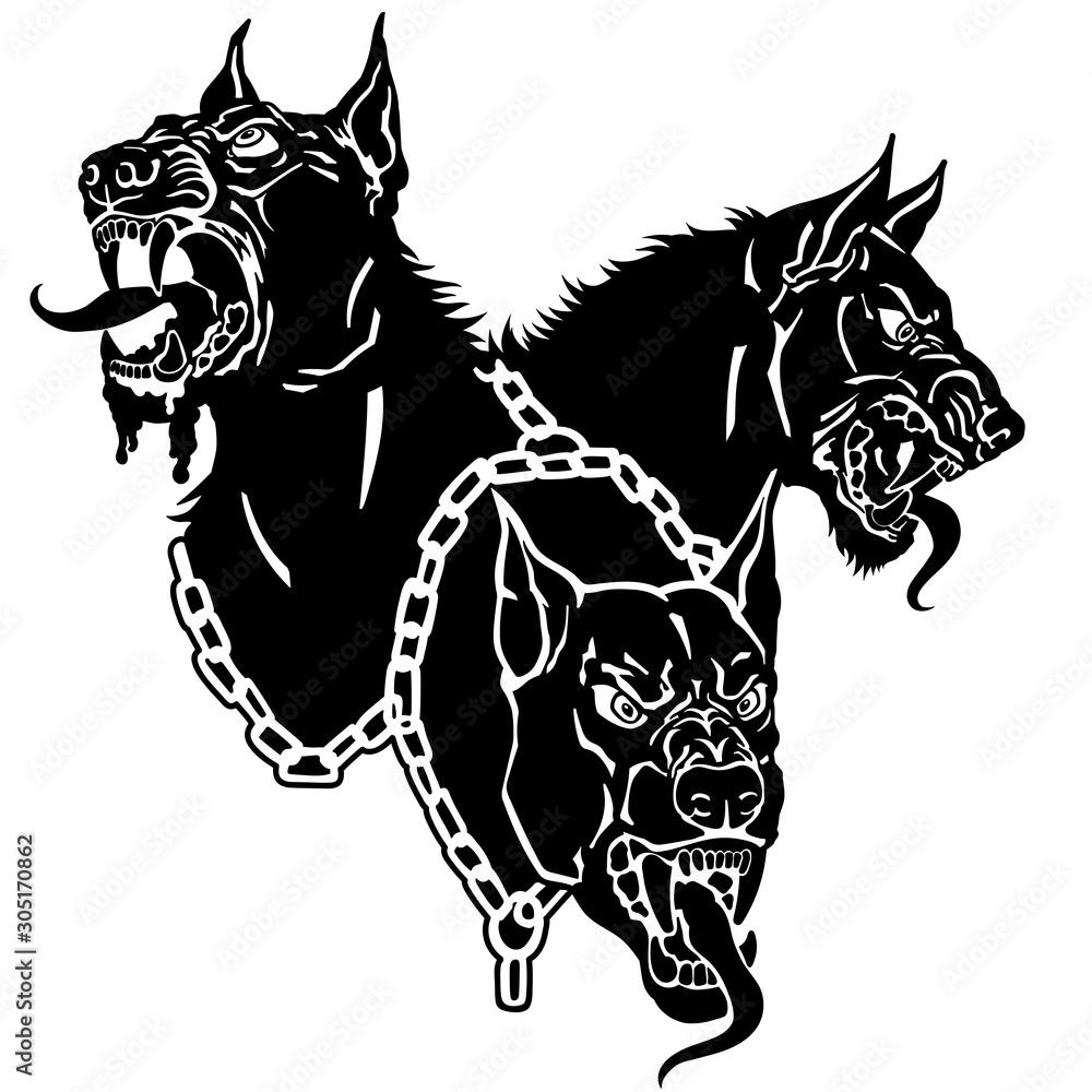 Vector de Stock Cerberus hellhound Mythological three headed dog the ...