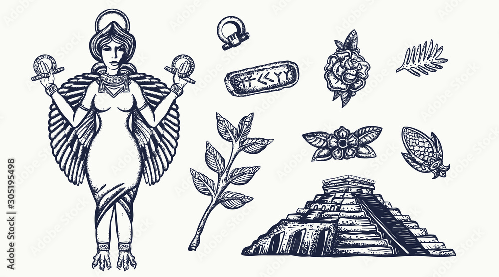 Ancient Sumerian Civilization. Old school tattoo collection ...