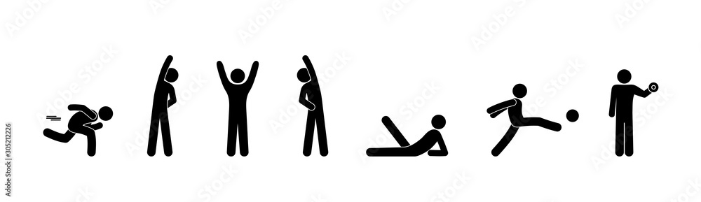 icon man, athletes and gymnasts play sports, stick figure people ...