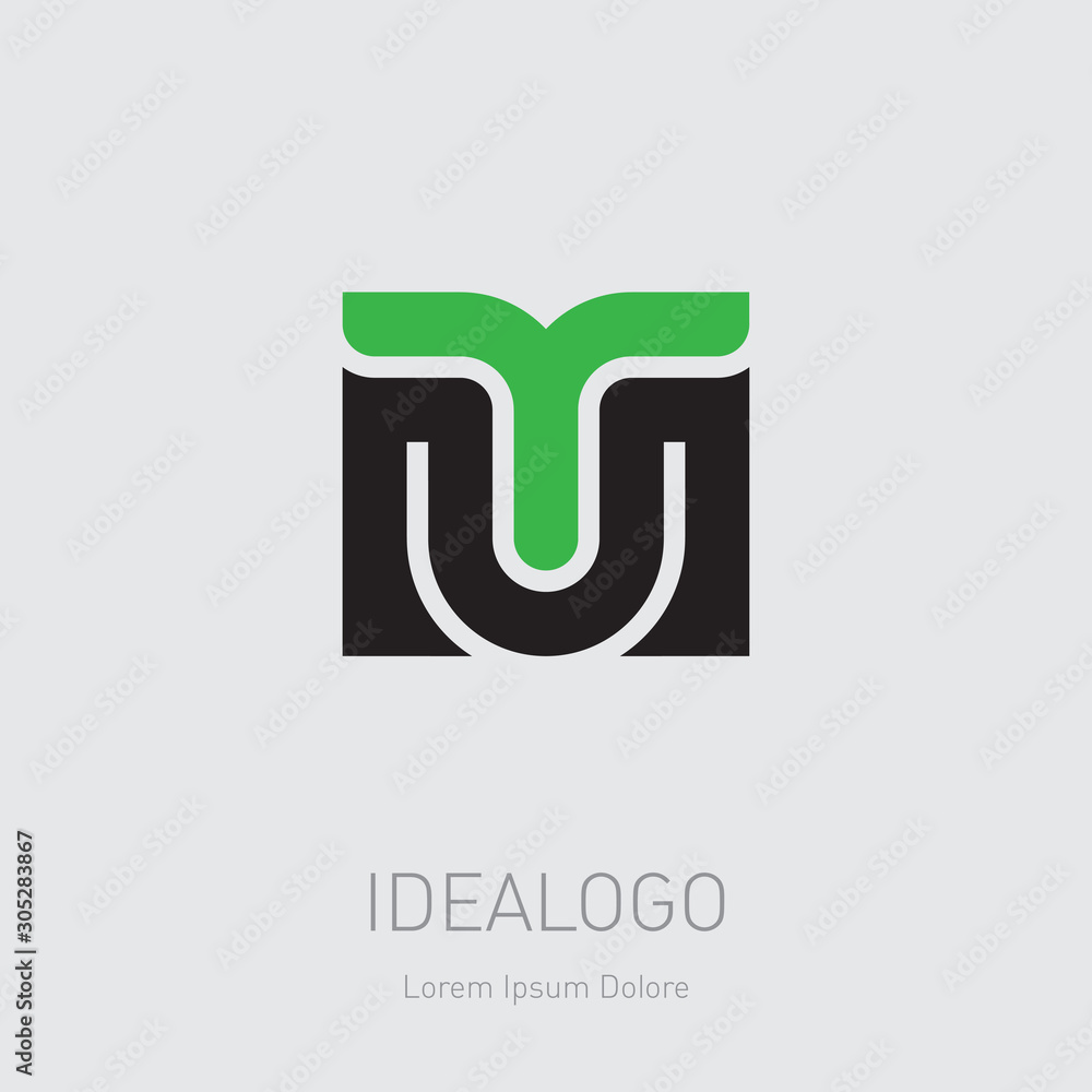 MT - design element or icon. M and T - initials, logo. TM - monogram template or logotype ...