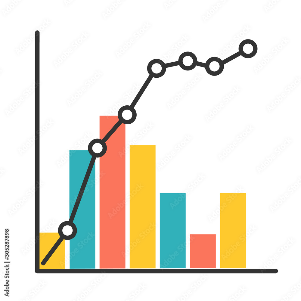 Pareto curve color icon. Information chart and graph. 80-20 rule ...