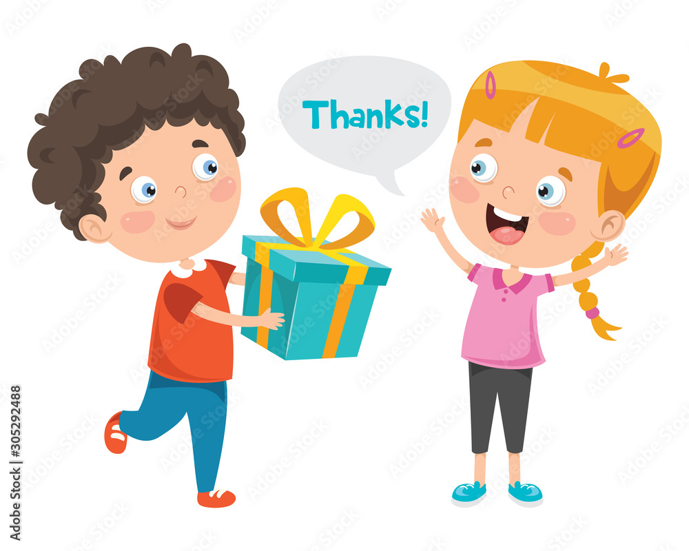 Thank You Illustration With Cartoon Characters Stock Vector | Adobe Stock