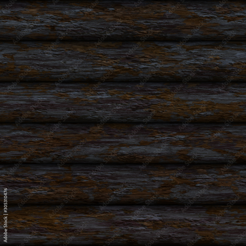 Cottage wooden log wall in the forest, traditional old architecture ...