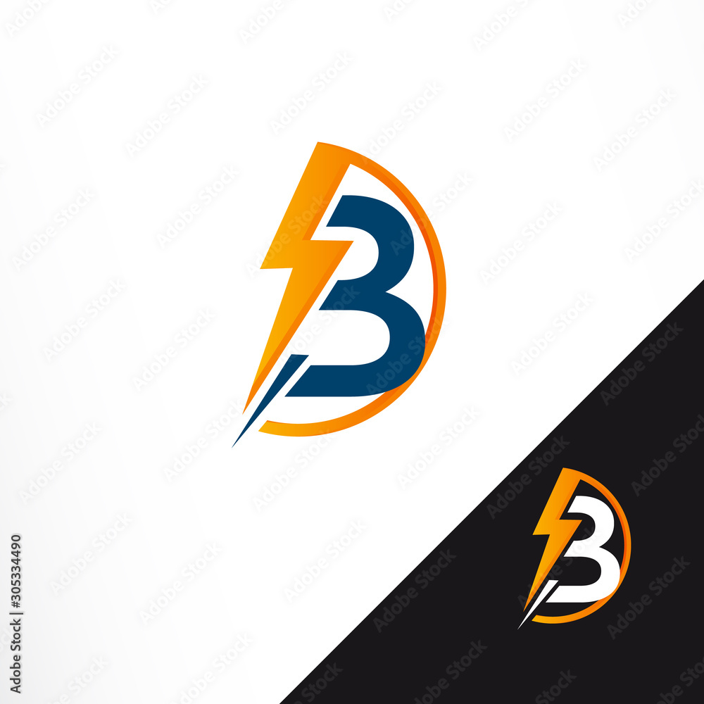 Initial Logo letter B with lightning, Stock Vector | Adobe Stock