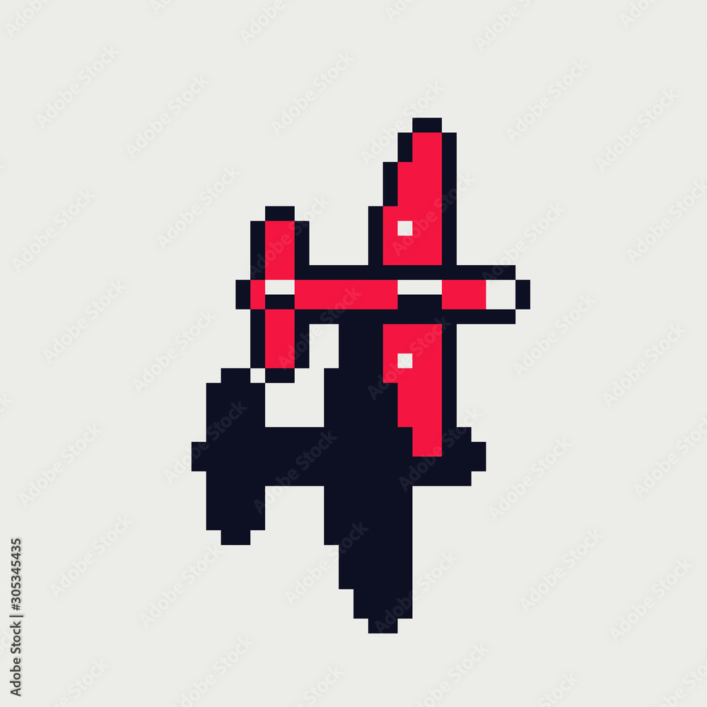 Plane pixel art icon, traveling on aircraft, airplane, jet flight ...