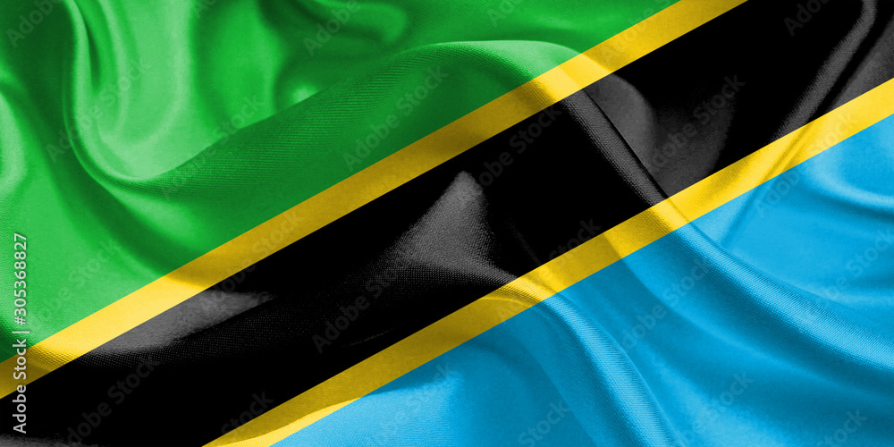 ภาพประกอบ Stock Tanzania Flag. Waving Rippled Flags. 3D Realistic Background Illustration in ...