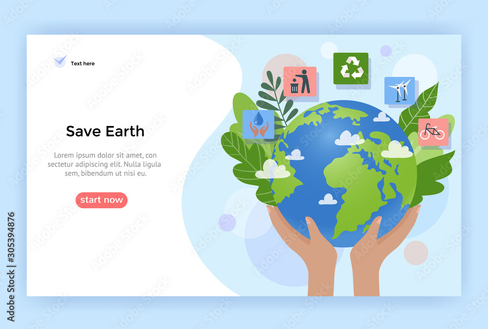 Save Earth concept illustration, Environment poster, vector flat design ...