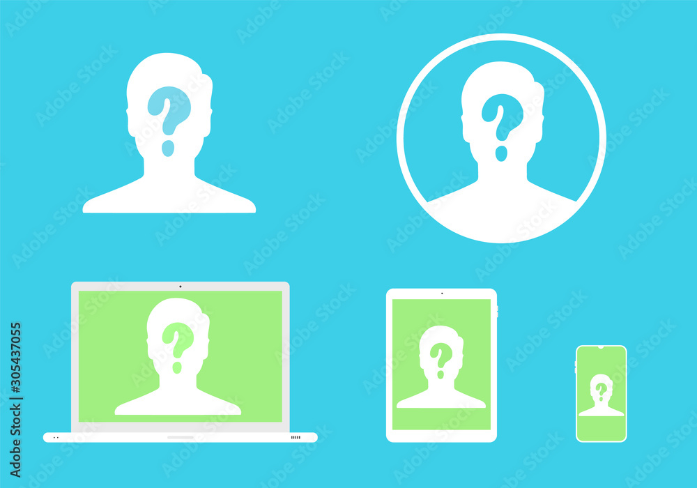 Set of icons of unknown identity, with devices, appropriate identity ...