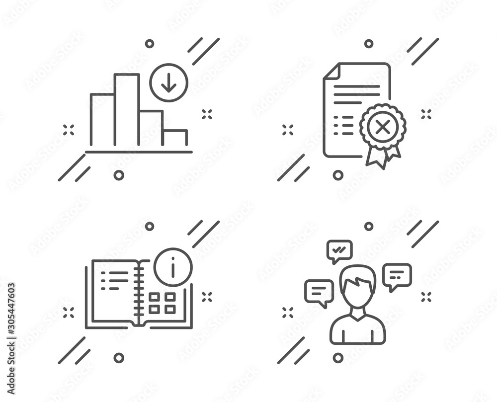 Stockvector Decreasing graph, Instruction info and Reject certificate ...