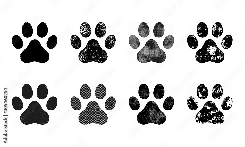 Paw Prints Set, Hand Drawn Sketch Stock Vector | Adobe Stock
