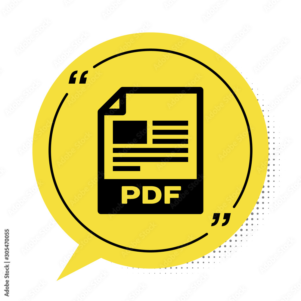 Black PDF file document. Download pdf button icon isolated on white ...