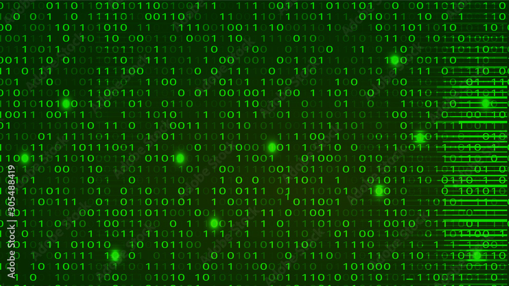 Vector de Stock Abstract Green Background with Binary Code Numbers. Data Breach, Malware, Cyber ...
