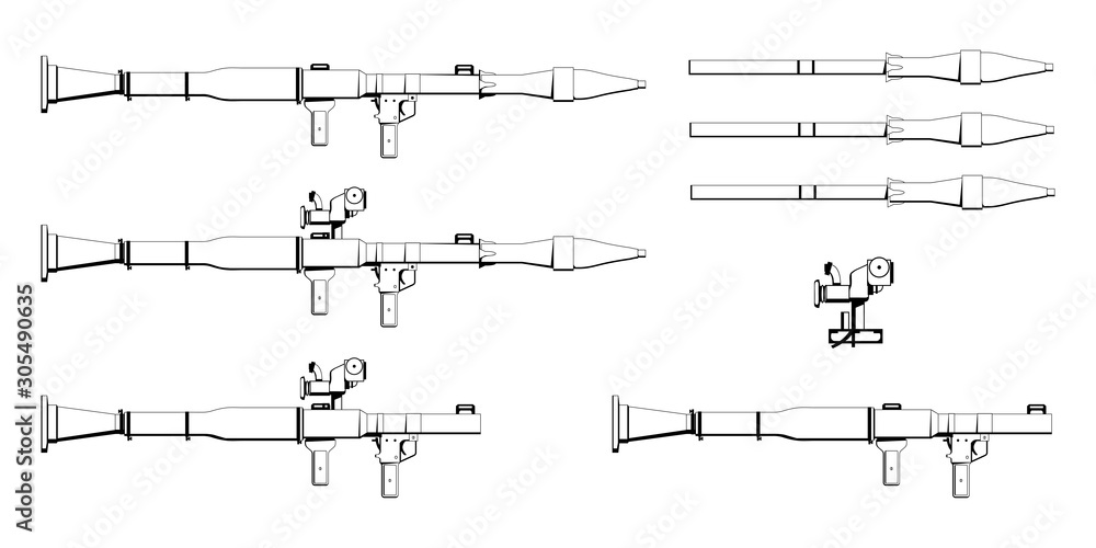 Rocket Propelled Grenade. RPG. Firearms. Colorful image Set. RPG Anti ...