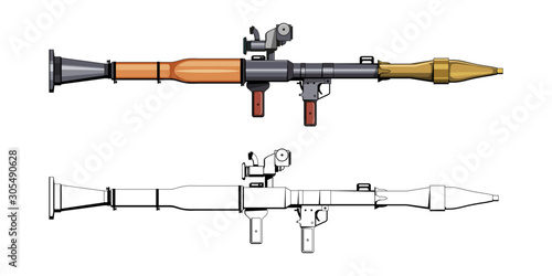 Rocket Propelled Grenade. RPG. Firearms. Colorful image Set. RPG Anti ...