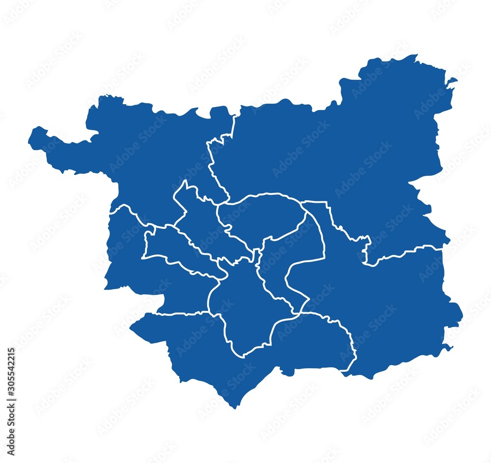Outline blue map of Leeds Stock Vector | Adobe Stock
