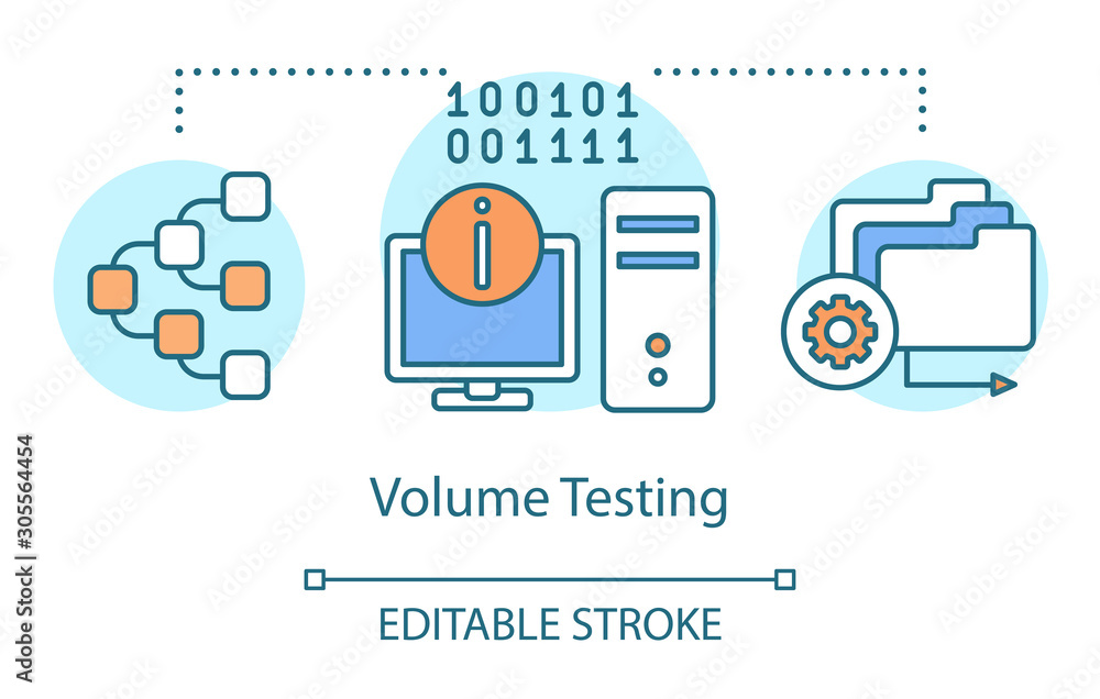 Volume testing concept icon. Examine program sound idea thin line ...