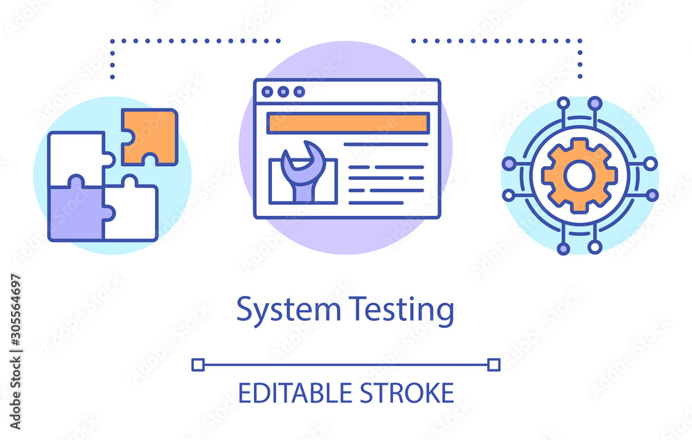 System Testing Concept Icon Examine Computer Components Idea Thin Line Illustration Software