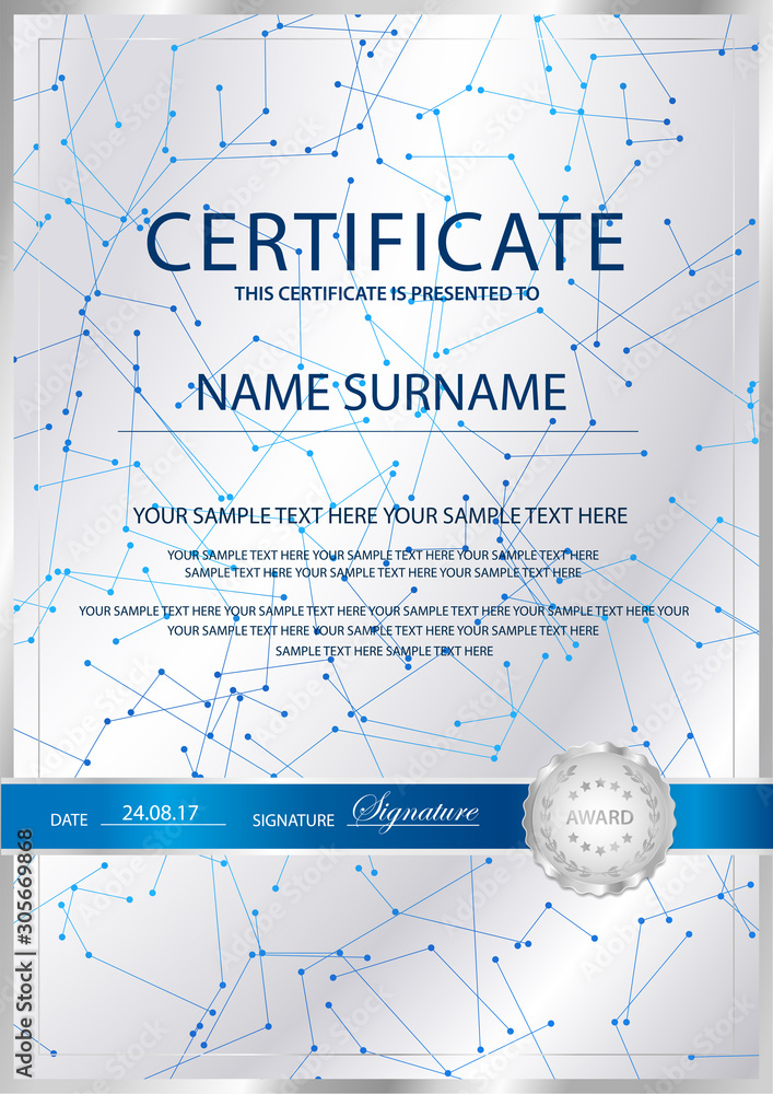 Certificate vertical vector template background. Formal secured ...