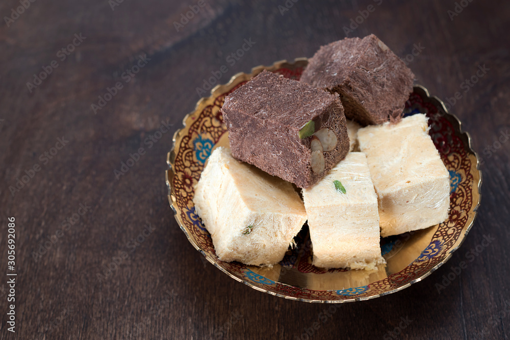Popular indian dessert soan papdi. Cooked in natural butter ghee, with ...