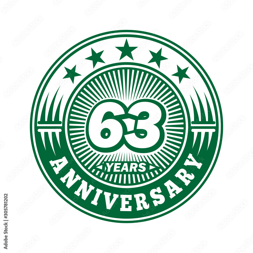 63 years logo. Sixty-three years anniversary celebration logo design ...