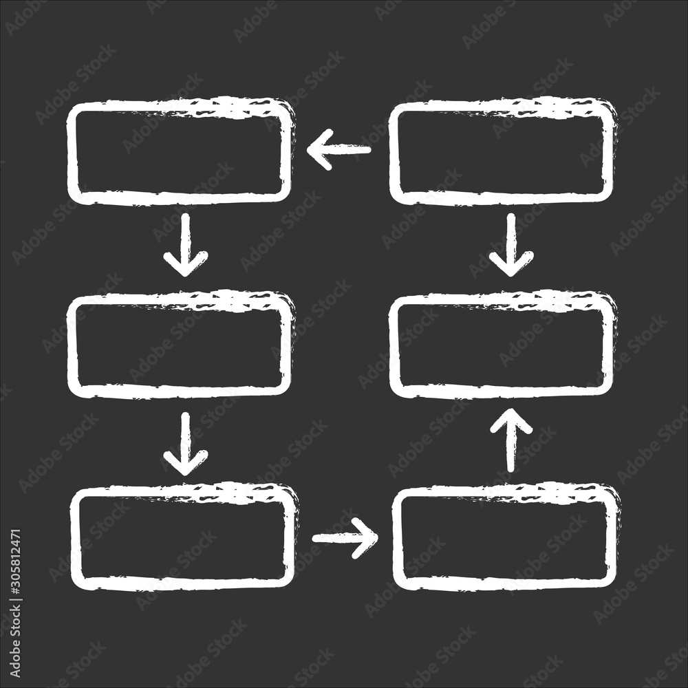 Connection diagram chalk icon. Wiring chart. Progress stages, process ...
