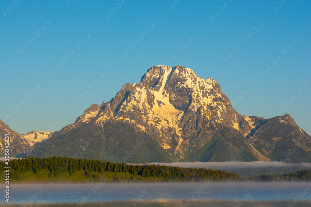 Snow peaks of the Grand Tetons. Jackson Hole, Wyoming Stock Photo ...