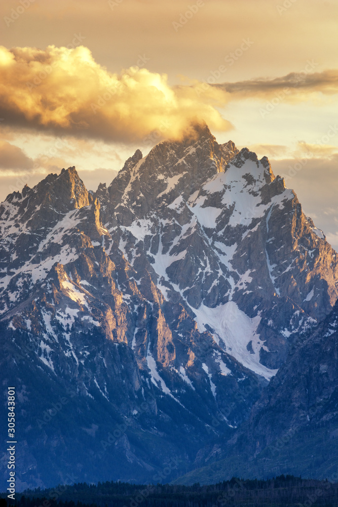 Snow peaks of the Grand Tetons. Jackson Hole, Wyoming Stock Photo ...