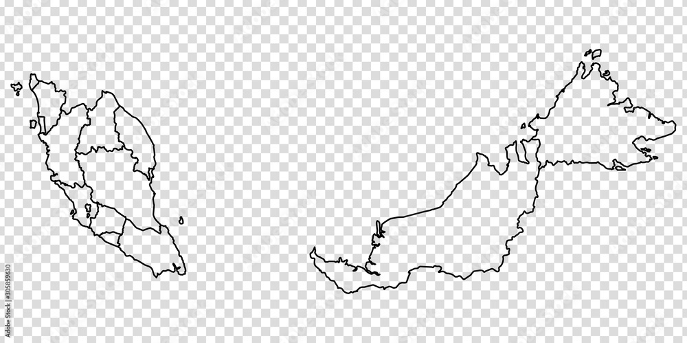 เวกเตอร์ Stock Blank map of Malaysia. High quality map of Malaysia with ...