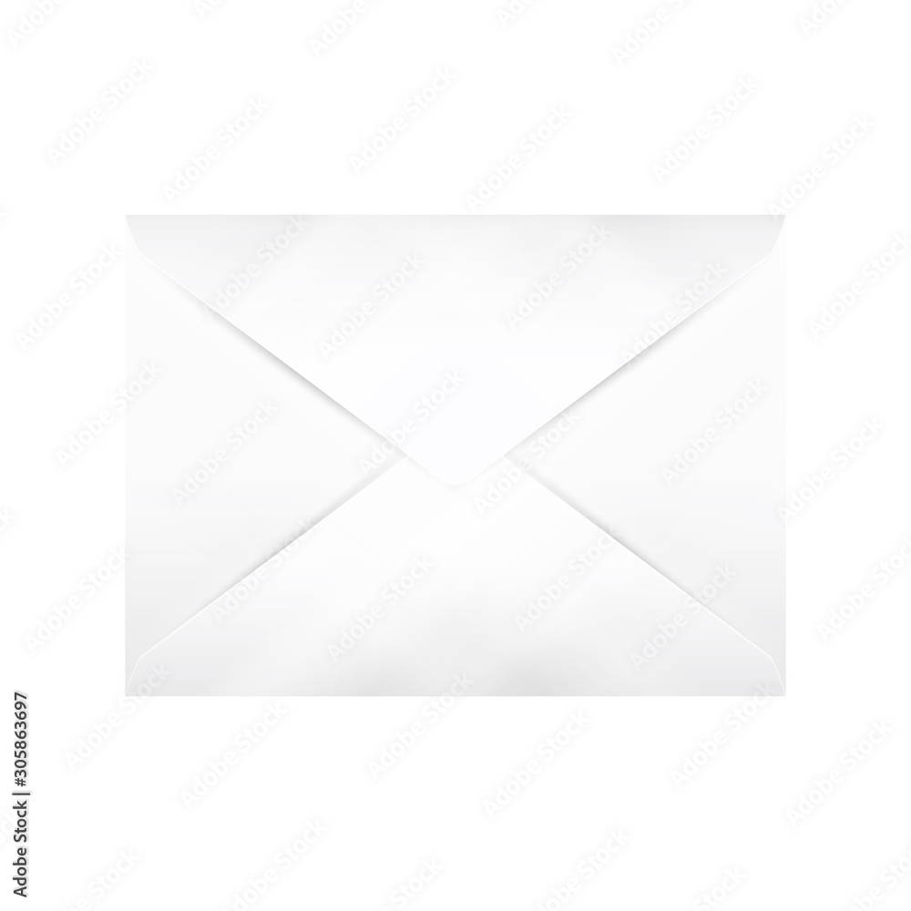 Realistic closed blank envelope with soft shadows isolated on white ...