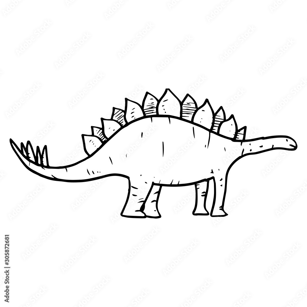 Hand drawn vector doodle stegosaurus illustration. cartoon stegosaurus ...