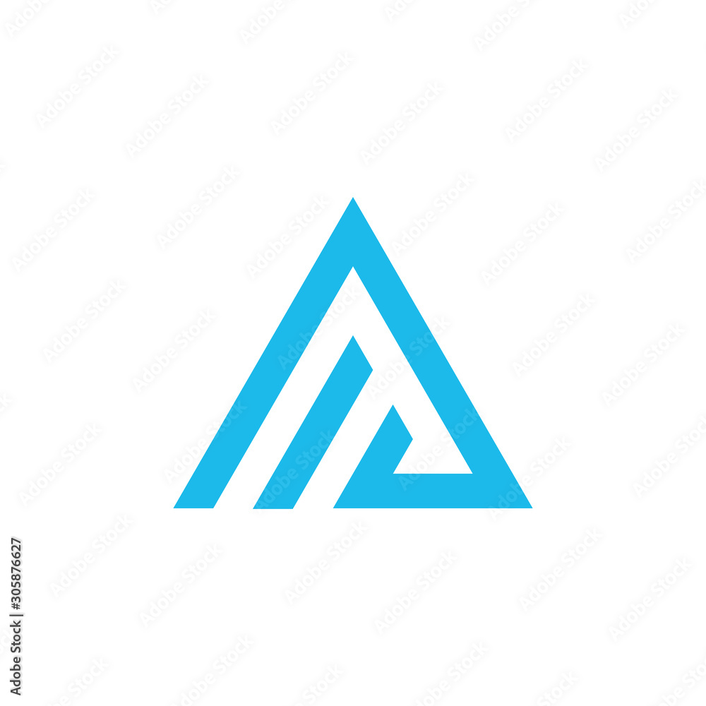 Abstract blue triangle shape with letter letter A. Stock Vector ...