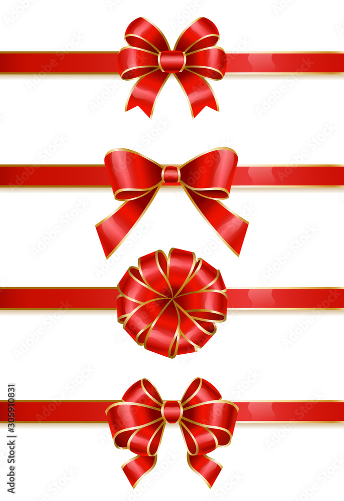 Image vectorielle Stock Different types of knot. Ribbon bows isolated ...