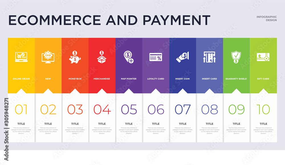 10 ecommerce and payment concept set included gift card, guaranty ...