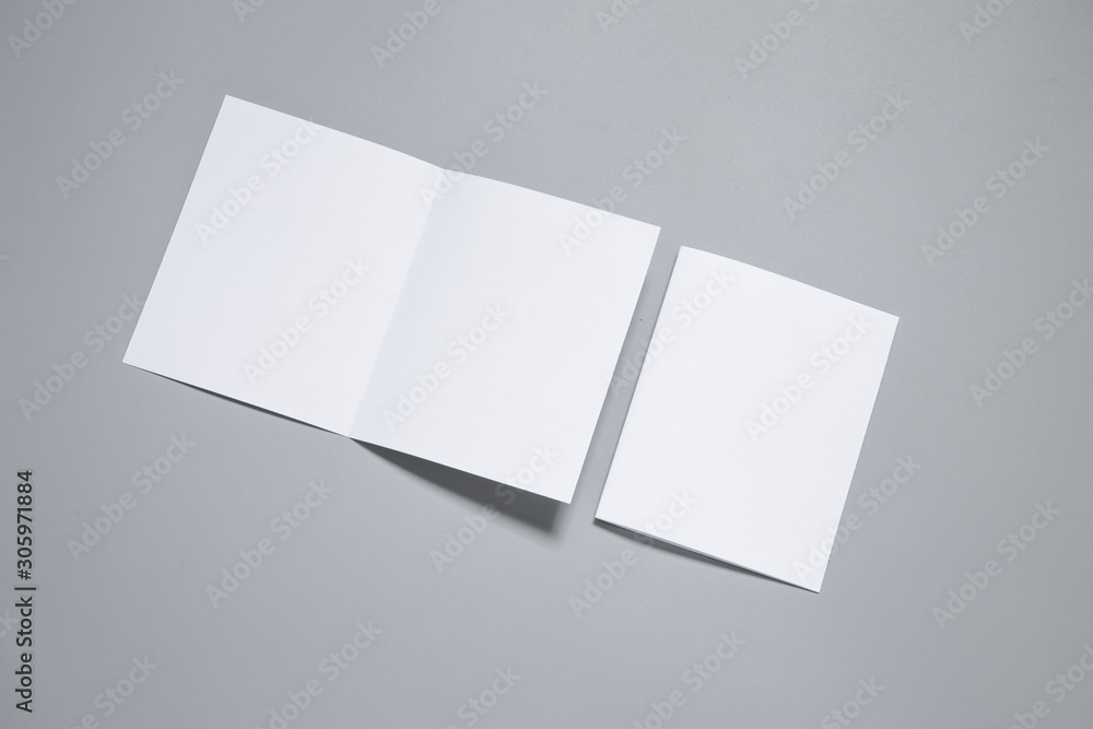 Blank portrait mock-up paper. brochure magazine isolated on gray ...