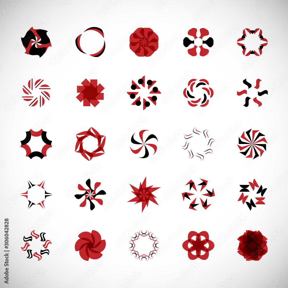 Abstract Circle Icon Set. Vector Isolated On Gray. Abstract Circle For ...