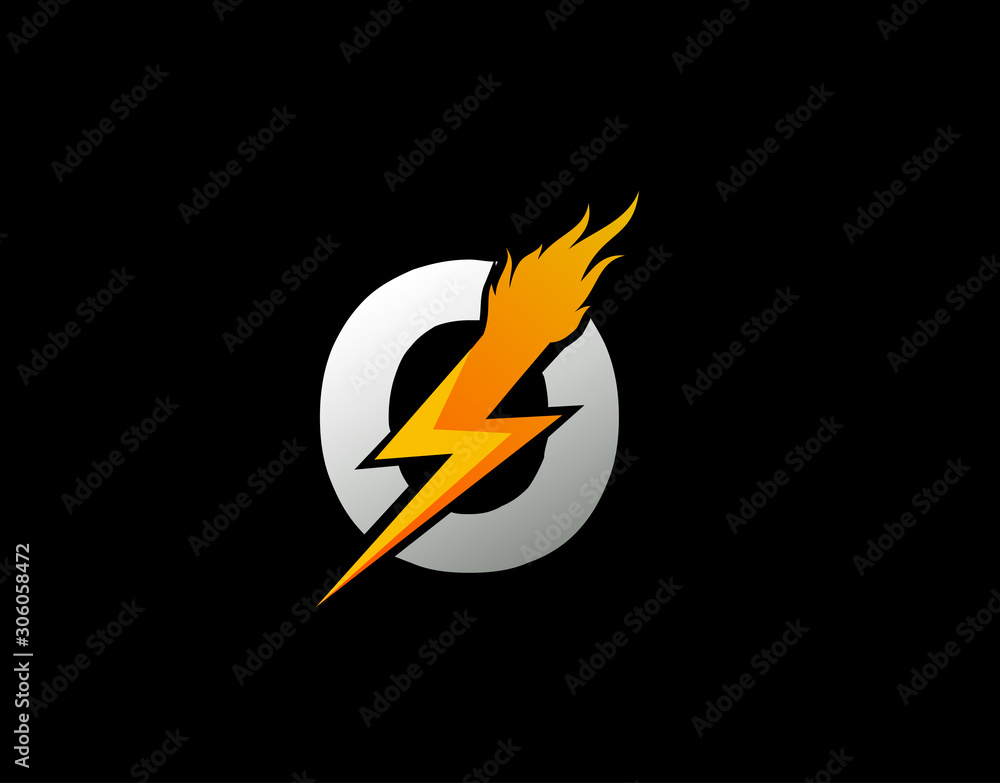 Fire Flash O Letter Logo Icon Stock Vector | Adobe Stock