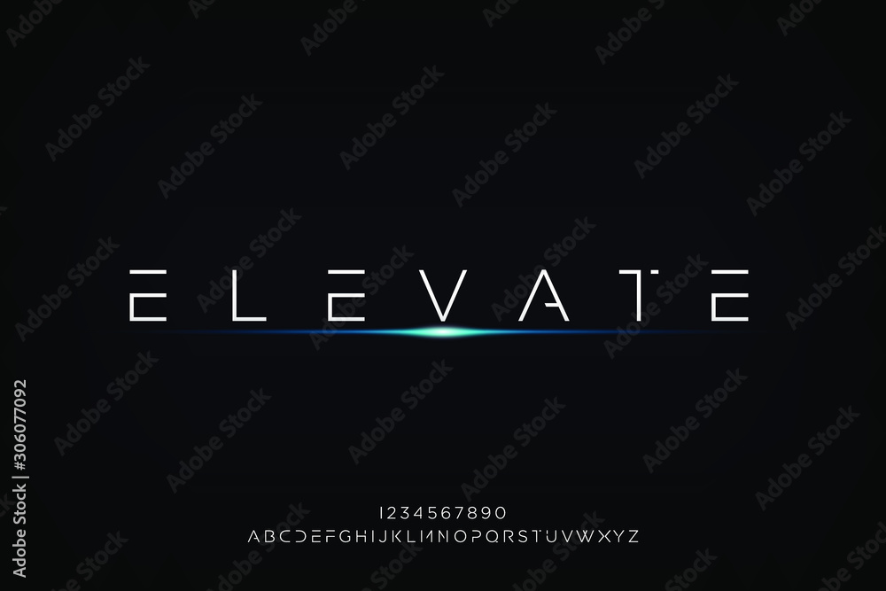 elevate. Abstract technology futuristic alphabet font. digital space ...