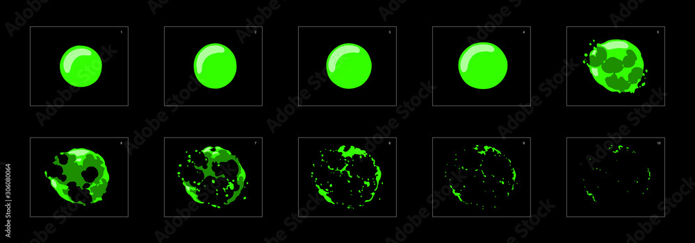 liquid bubble explosion animation effect. liquid bubble sprite sheet ...