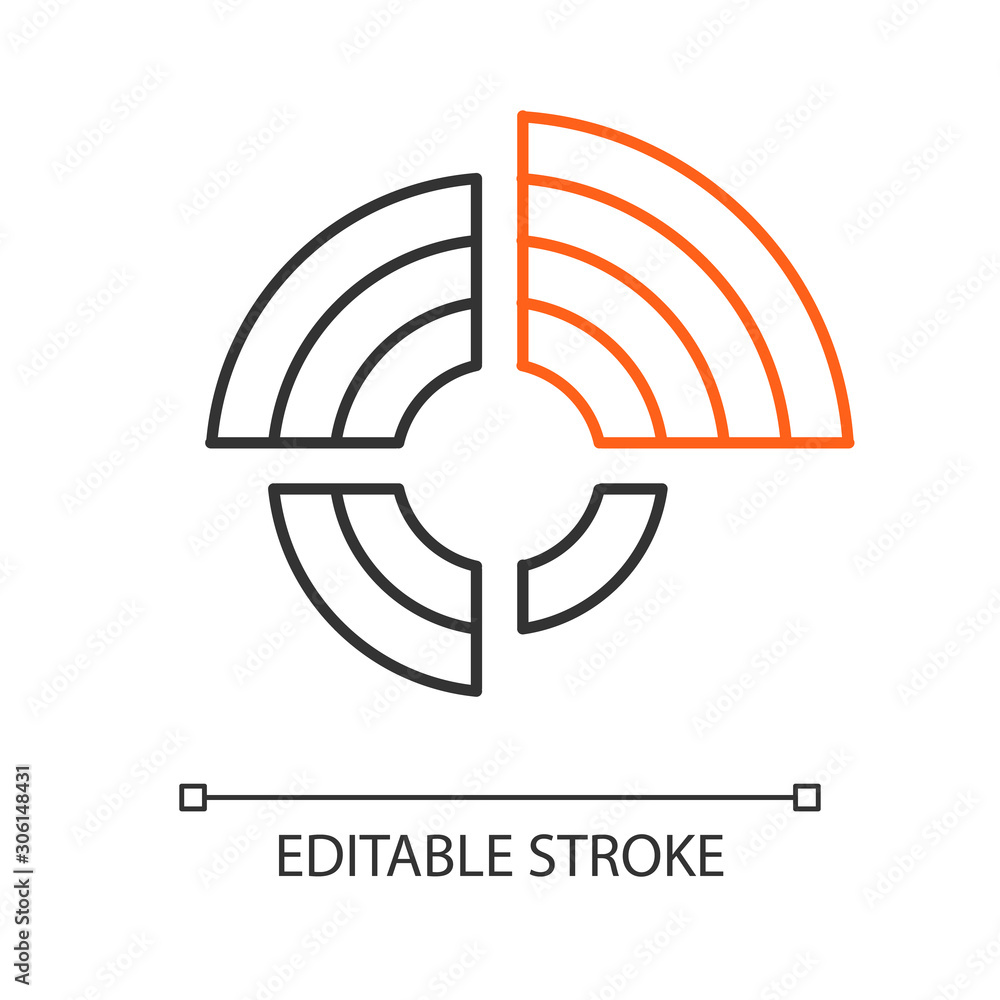 Radial diagram linear icon. Round chart, circular graph. Radar diagram ...